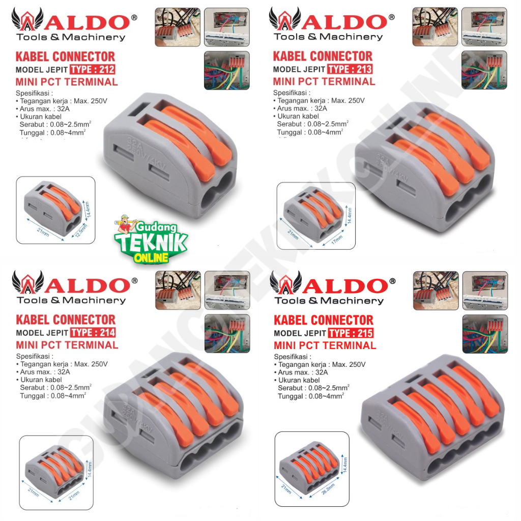 Jual Kabel Konektor Jepit Sambungan Terminal Kabel Panel ALDO 212 213 214 215 SATUAN / Mini PCT ...