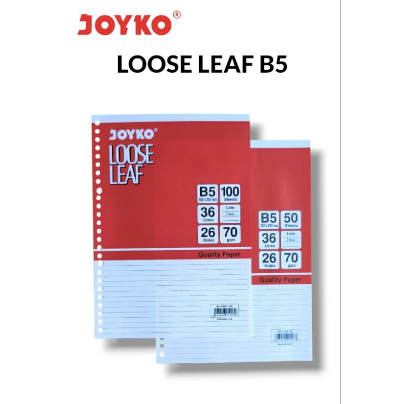 Jual LOOSE LEAF JOYKO B5 GARIS 70GSM ( PAK ) | Shopee Indonesia