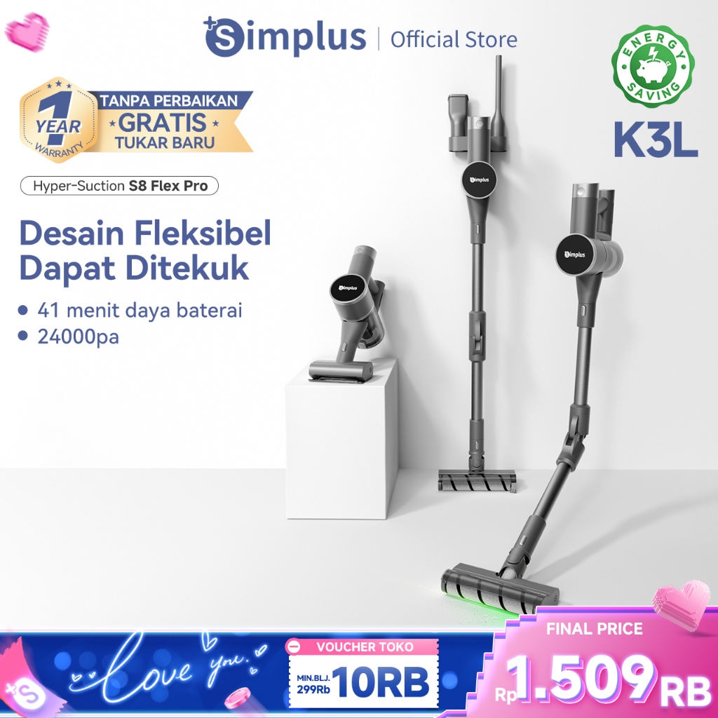 Jual Simplus Vacuum Cleaner Daya Hisap 24000Pa Desain Tanpa Kabel Dapat Ditekuk Lampu Hijau 6 ...