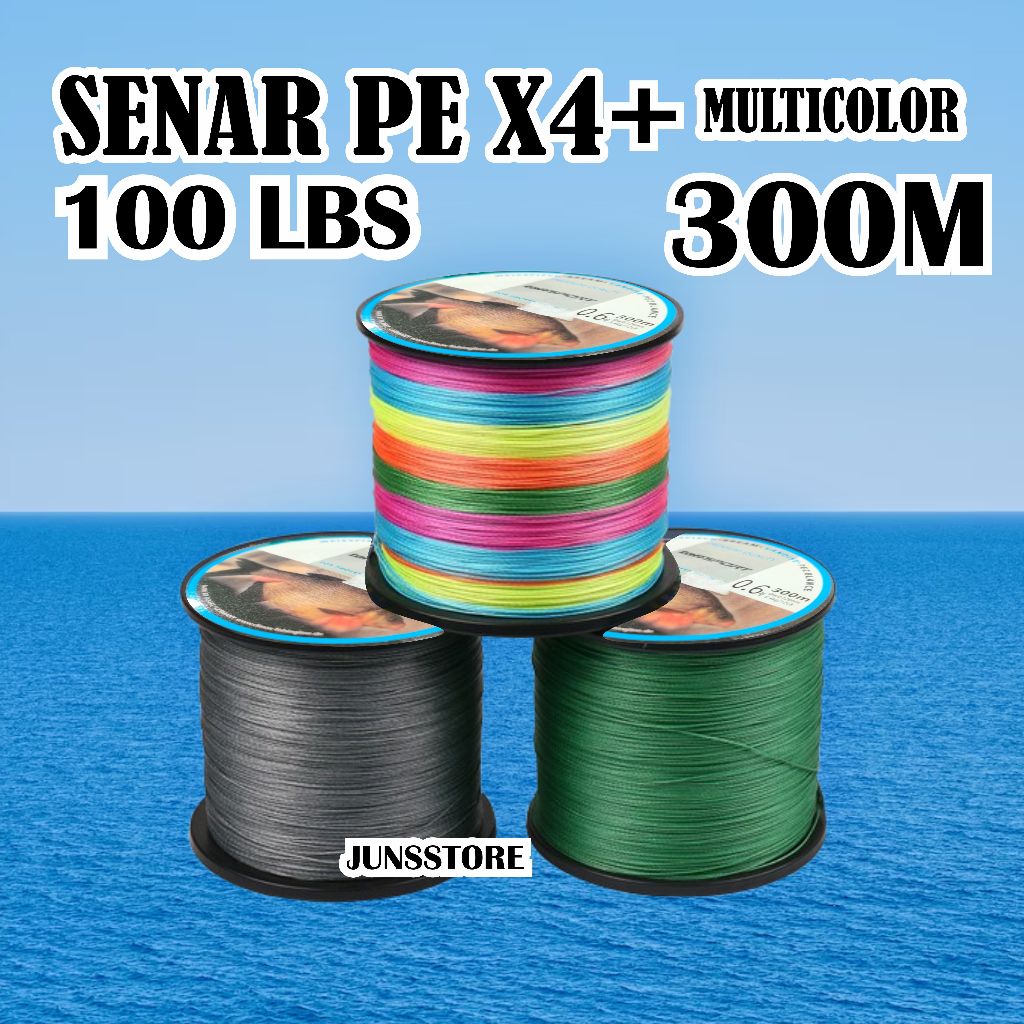 Jual SENAR PE 300M X4+ Warna Warni SUPER KUAT KECIL HALUS ANTI KERITING ...