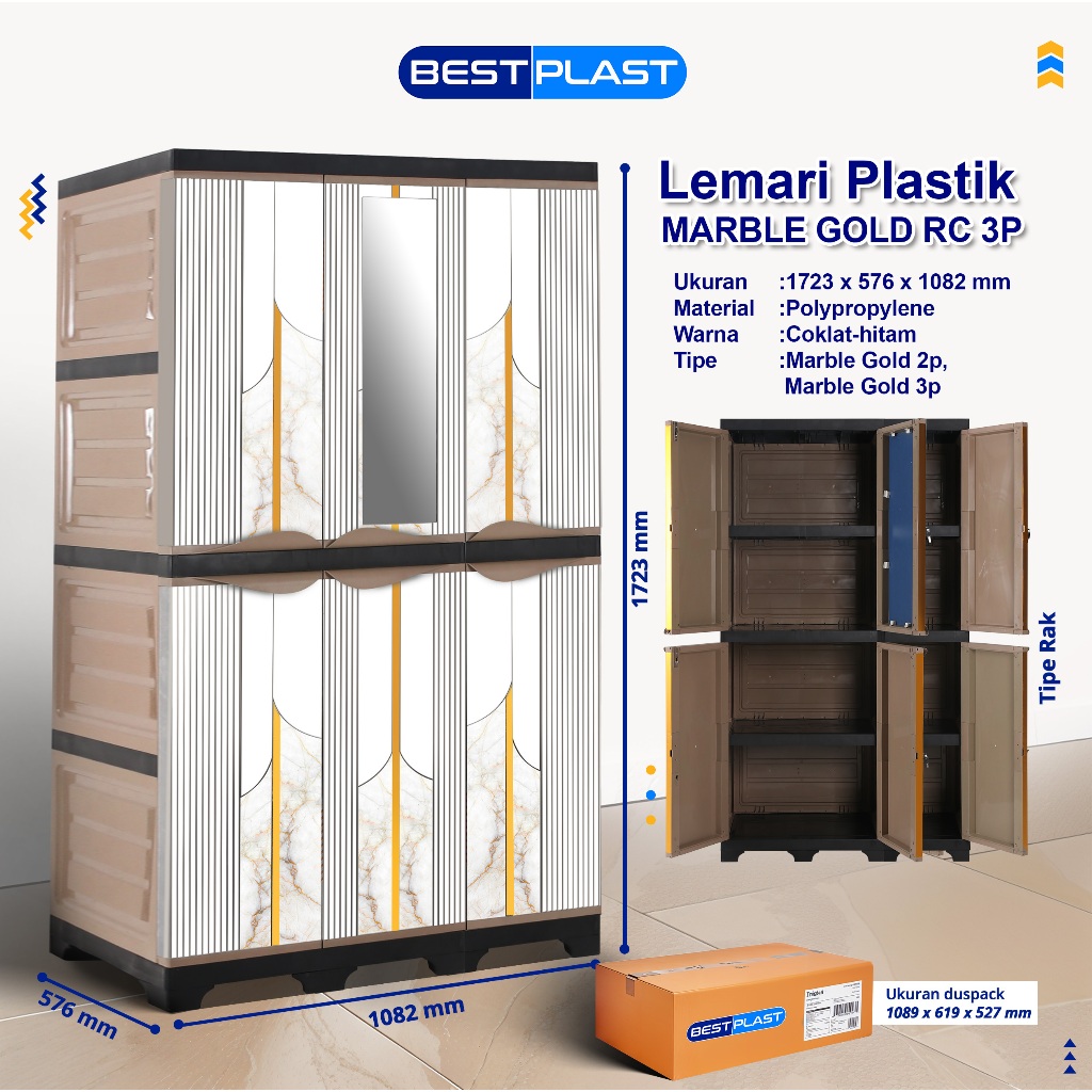 Jual Bestplast BMC GOLD 3P RC Marble / Lemari Plastik 3 Pintu /Lemari ...