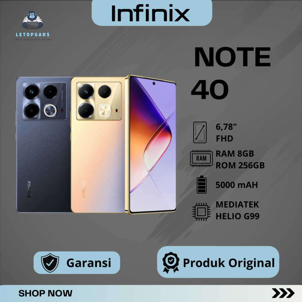 Jual Infinix Note 40 8/256GB - Up to 16GB Extended RAM - Helio G99 - 6.78” | Shopee Indonesia