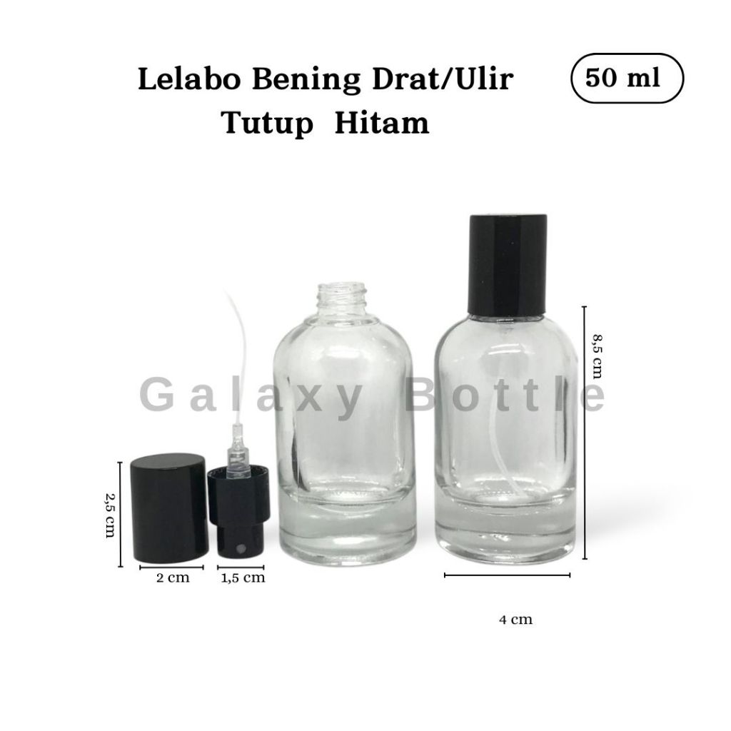 Jual Glx Botol Kosong LLB Bening 50ml Drat / Ulir Tutup Hitam| PUTAR ...