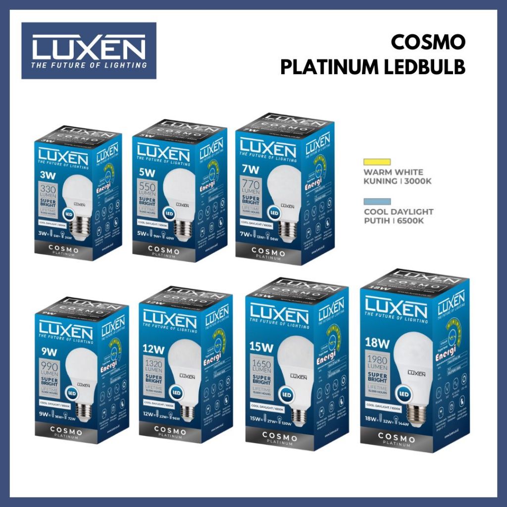 Jual LUXEN Lampu LED Bulb Bohlam Cosmo 3W 5W 7W 9W 12W 15W 18 Watt E27 ...