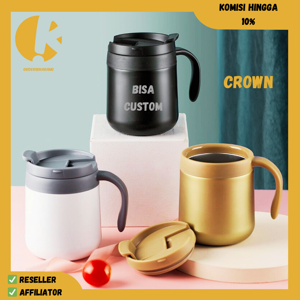 Jual MUG GELAS CANGKIR KOPI TERMOS COFFEE CROWN THERMOS STAINLESS STEEL ...