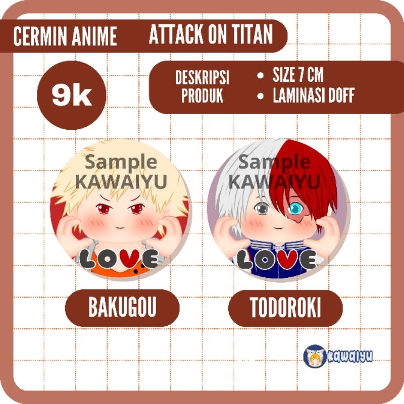 Jual BNHA | Kaca Cermin Bulat Karakter Anime BNHA BOKU NO HERO ACADEMY ...