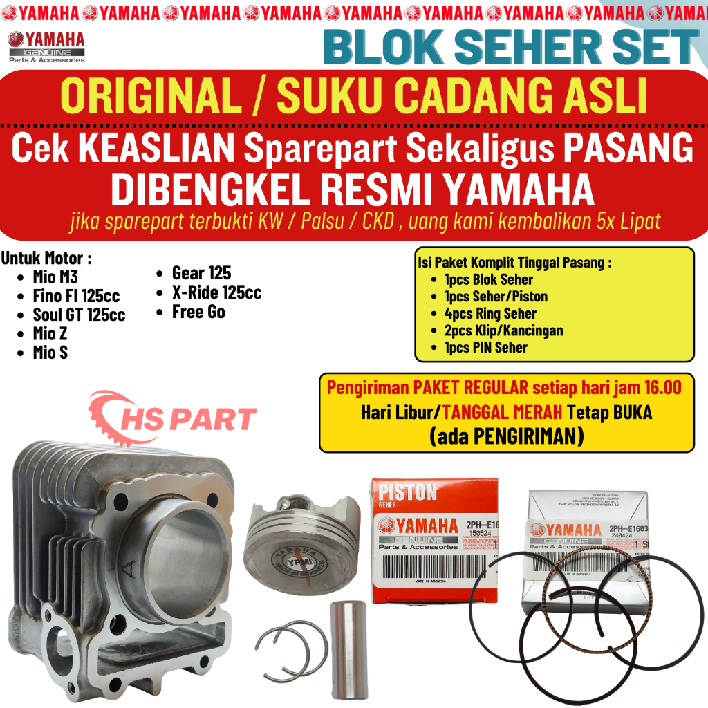 Jual Blok Block Seher Cylinder Mio M3 Z S Gear Freego Soul GT Xride Fino Fi 125 Original Yamaha ...