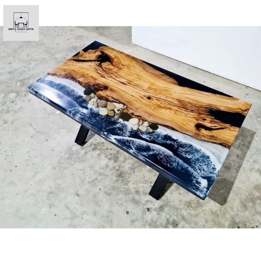 Jual meja kayu kombinasi resin/meja resin/meja terbaru/meja kayu/meja ...
