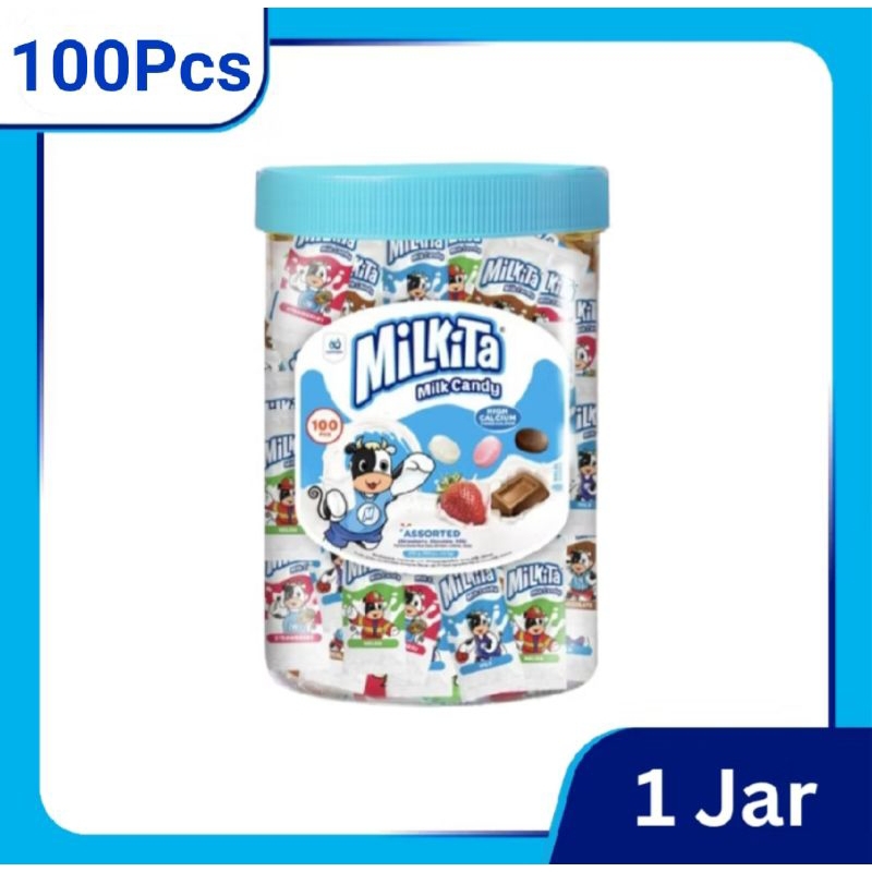 Jual Milkita Permen Susu Toples (1Jar: 100pcs) Milk CANDY Jar - Permen ...