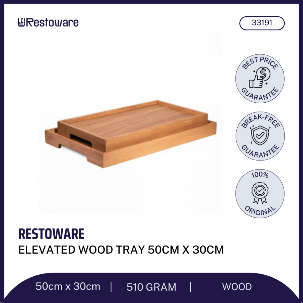 Jual Restoware Tray Kayu Elevated 50 cm x 30 cm / Elevated Wood Tray ...