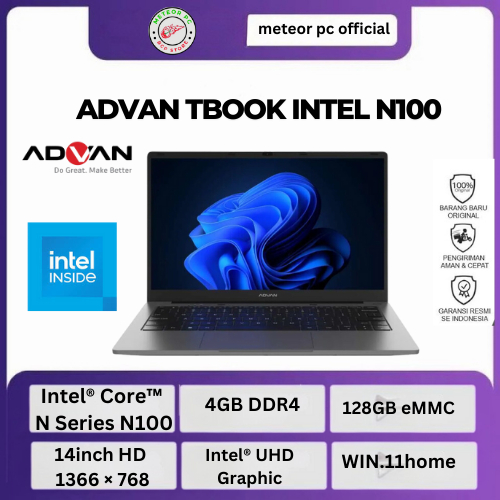 Jual ADVAN T-BOOK INTEL N100 / 4GB/128GB/14'' WIN 11 HOME | Shopee ...