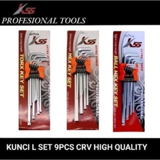 Jual K55 kunci L set 9pcs CRV plat / bintang / ballpoint Original | Shopee Indonesia