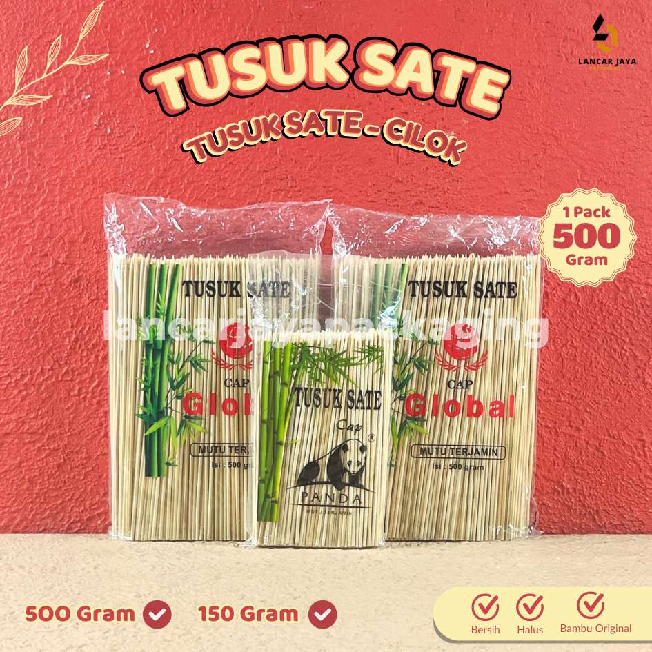 Jual Tusuk Sate Bambu Cap Panda Tusukan Cilok Daging Pentol Isi 500 ...