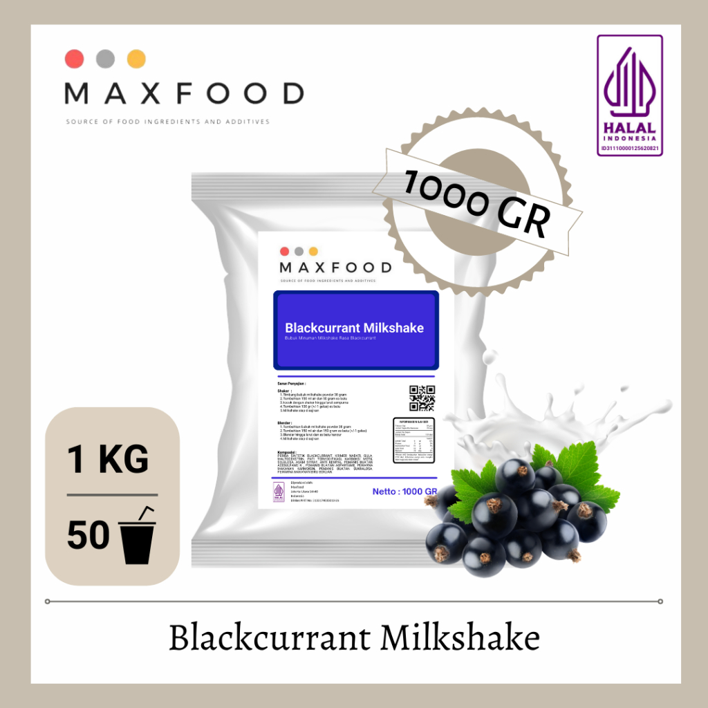 Jual MAXFOOD PREMIX BLACKCURRANT MILKSHAKE / MAX FOOD BUBUK MINUMAN ...