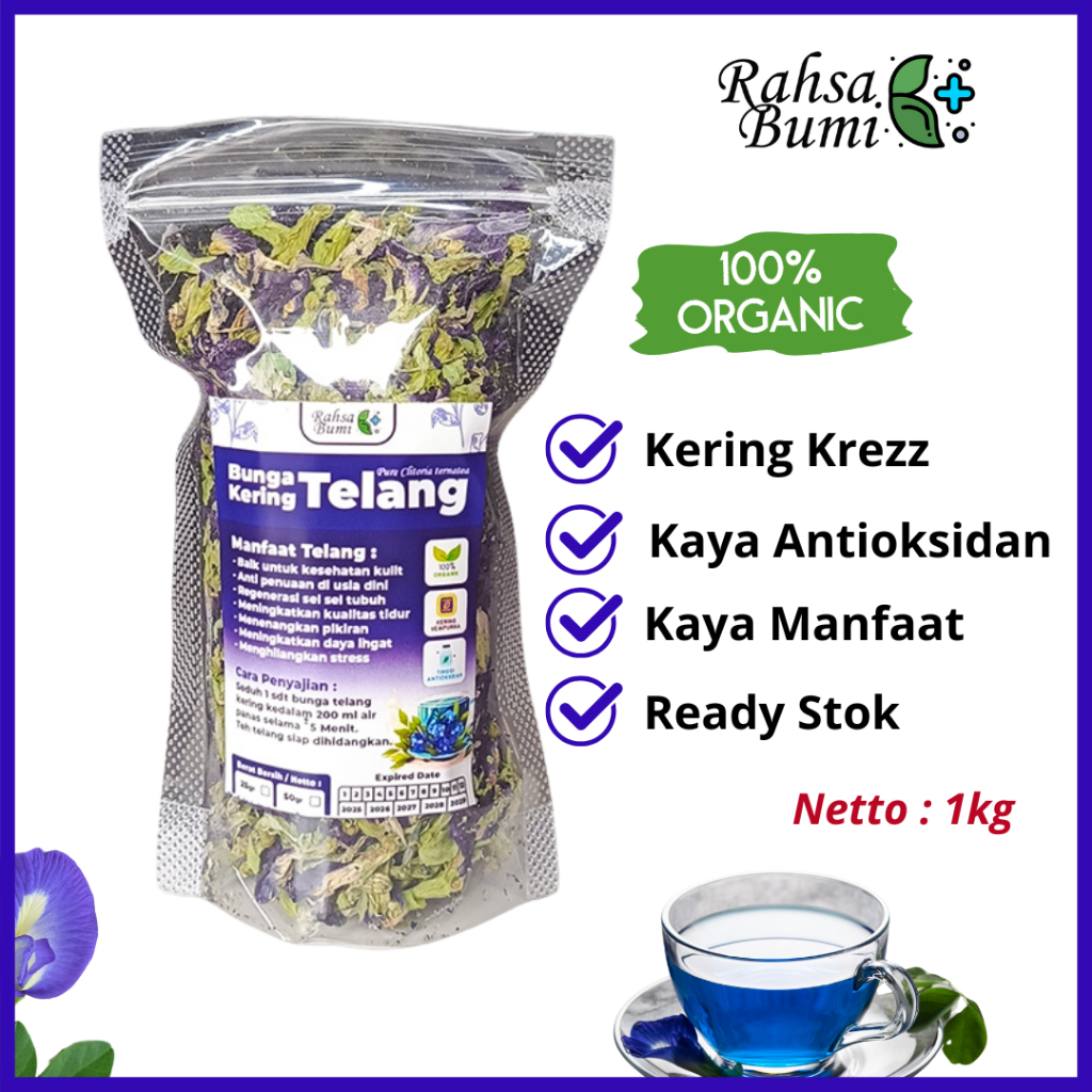 Jual Bunga TELANG Kering Biru Asli 1kg - Teh Herbal Bunga Talang ...