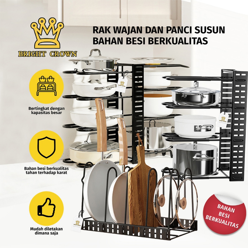 Jual Bright Crown RAK PIRING BESI PREMIUM Rak Tutup Panci Rak Dapur ...