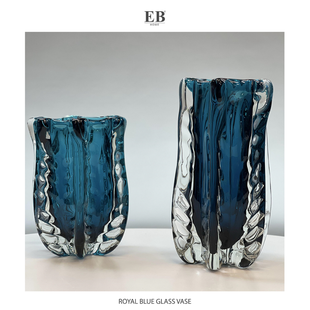 Jual Vas Bunga Kaca Biru Transparant / Royal Blue Glass Vase EB Home ...