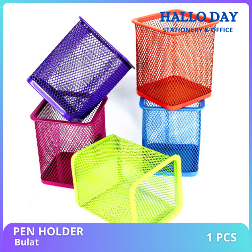 Jual HD Tempat Pena Tempat Alat Tulis Jaring Besi Persegi Deks Set Alat ...