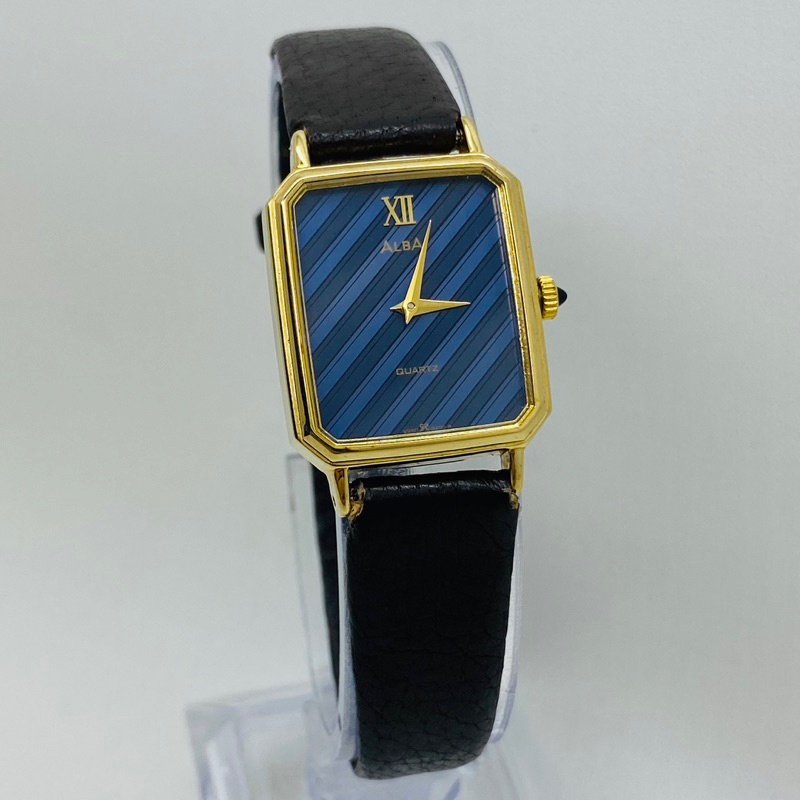 Jual Alba V250-5090 Tank Blue Dial Gold Plated Ladies | Shopee Indonesia