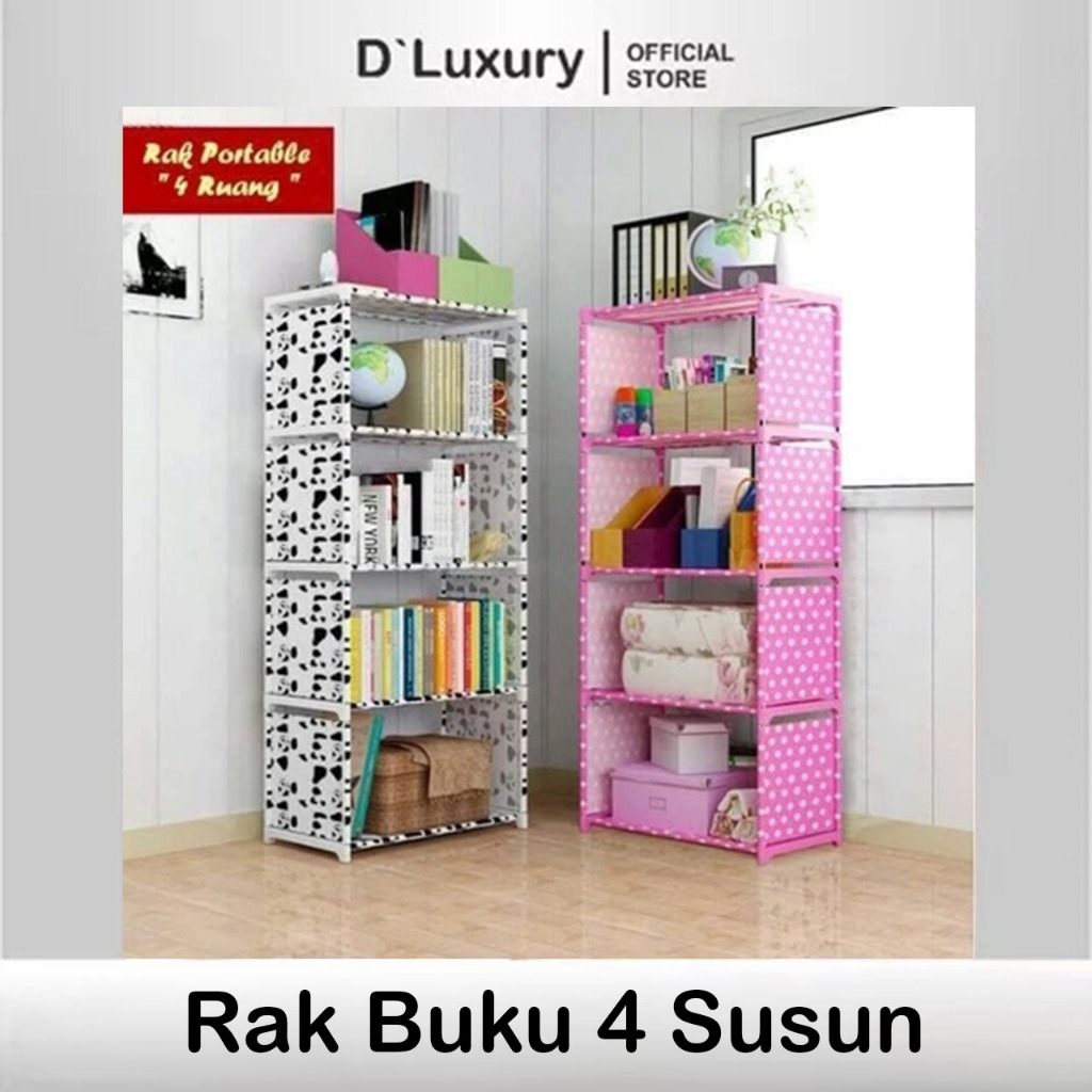 Jual Rak Buku 4 Susun Tumpuk 5 Tingkat Baju Tas Sepatu Rack Bookshelf ...