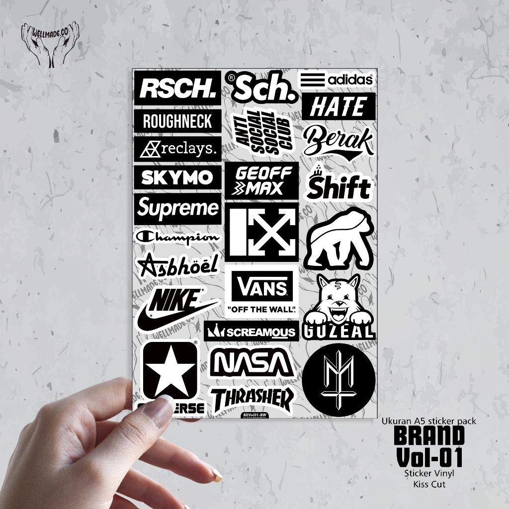 Jual Sticker Pack BRAND Tumblr Helm Laptop Lokal VOL1 BLACK & WHITE ...