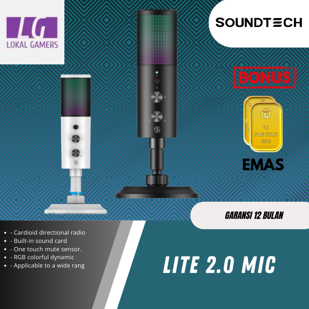 Jual Soundtech Lite 2.0 Cardioid Microphone Condenser USB Stand for PC ...