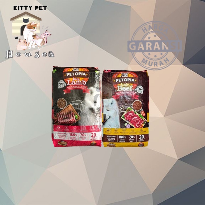 Jual MAKANAN ANJING PETOPIA BEEF & LAMB 20KG ( GOSEND & GRAB ) | Shopee ...