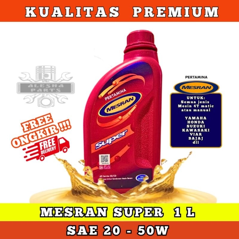 Jual OLI MESRAN SUPER 1 Liter SAE 20W-50 Kualitas Original | Shopee ...