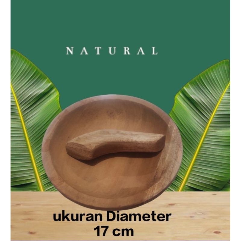 Jual cobek kayu 18 cm / ulekan Diameter lingkaran 18 cm / piring cobek ...