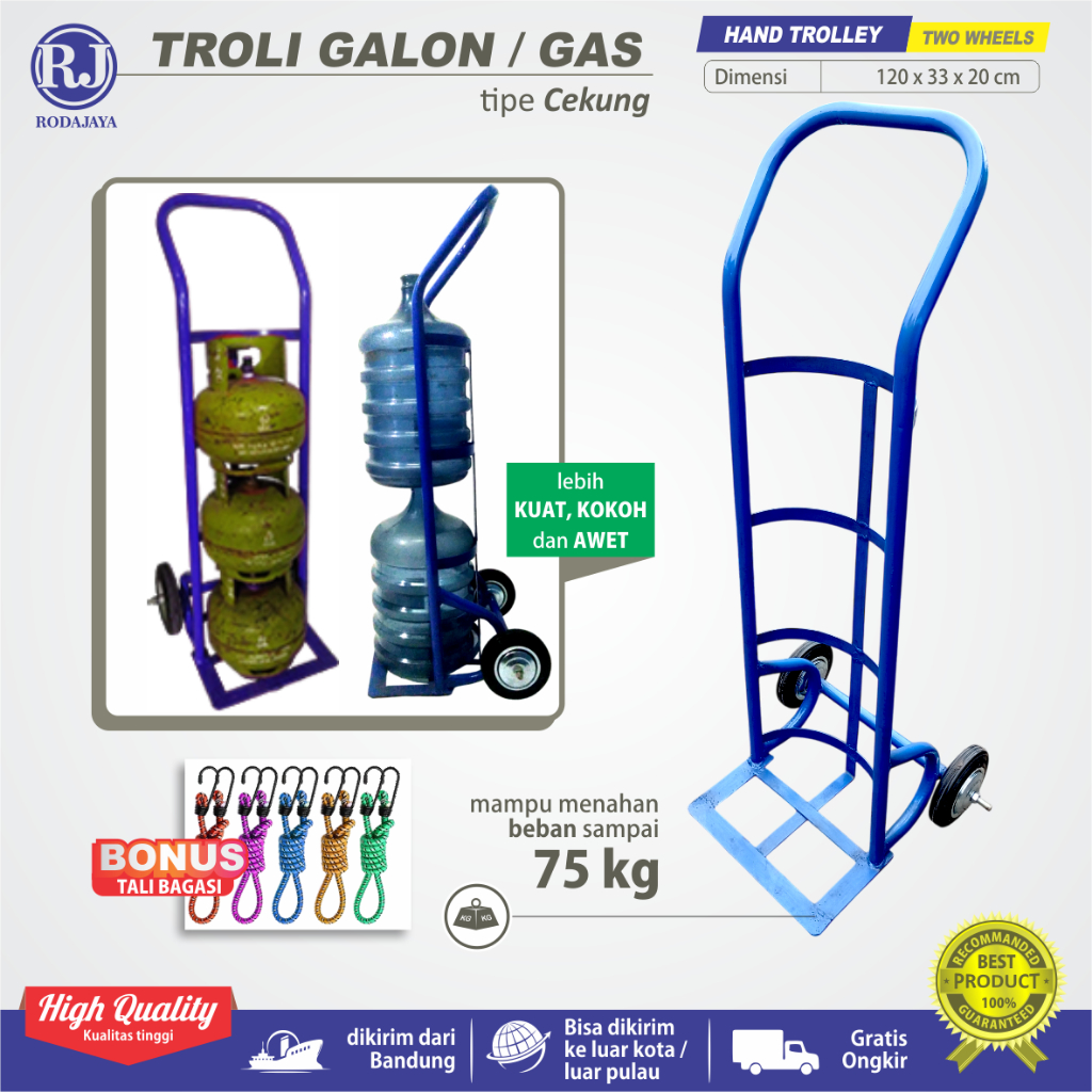 Jual hand trolley / troli galon / troli gas / roda 6 inch / daya ...