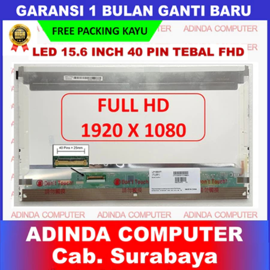 Jual LED LCD 15.6 Inch 40 Pin Tebal Standar Full HD FHD LP156WF1-TLB1 ...