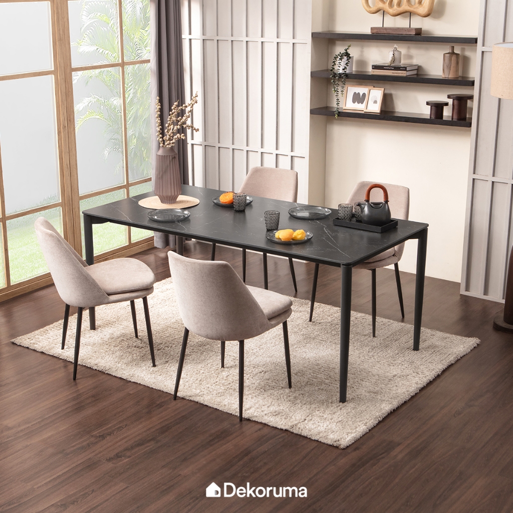 Jual Dekoruma RINKO Dining Table / Meja Makan Ceramic Hitam | Shopee ...