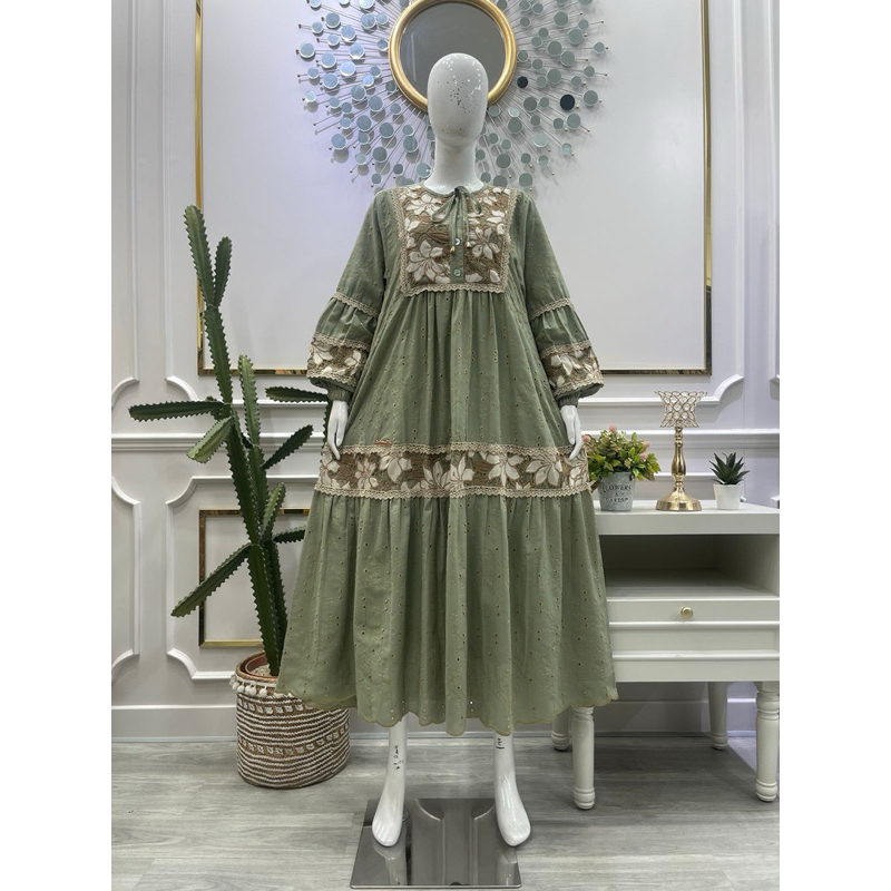 Jual MIDI SAlVINA YS CTN SANCAY PAYET Dress Motif | Shopee Indonesia
