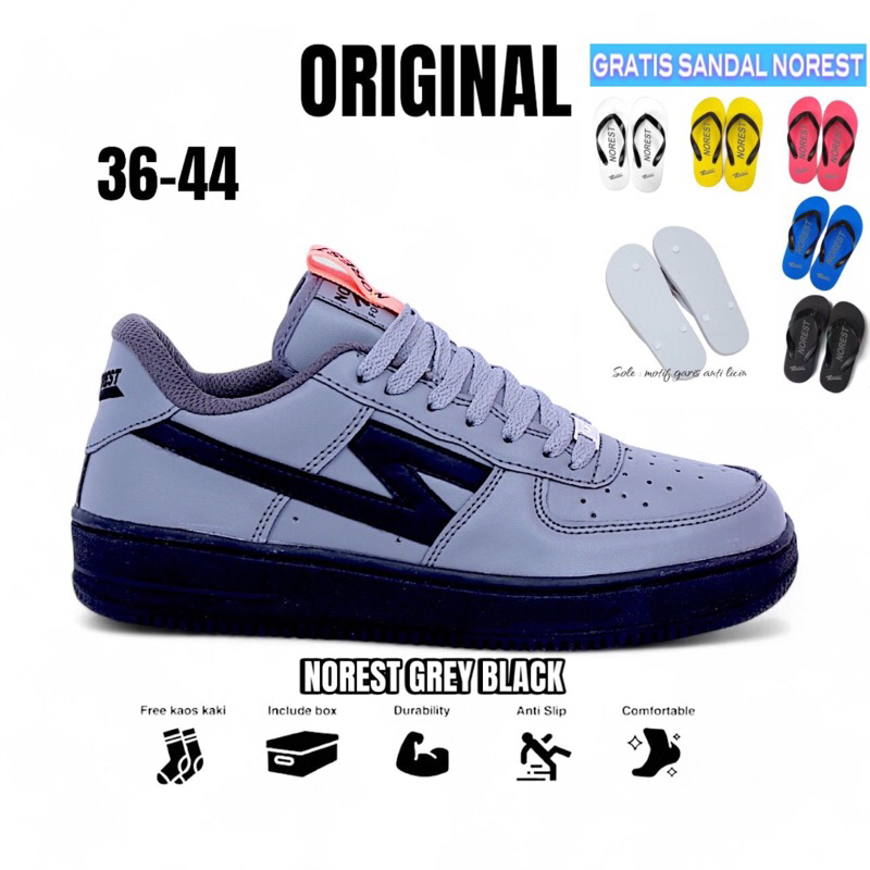 Jual Sepatu Norest Sneakers Pria Wanita Sneaker Cewek Cowok Casual Murah Abu hitam | Shopee ...