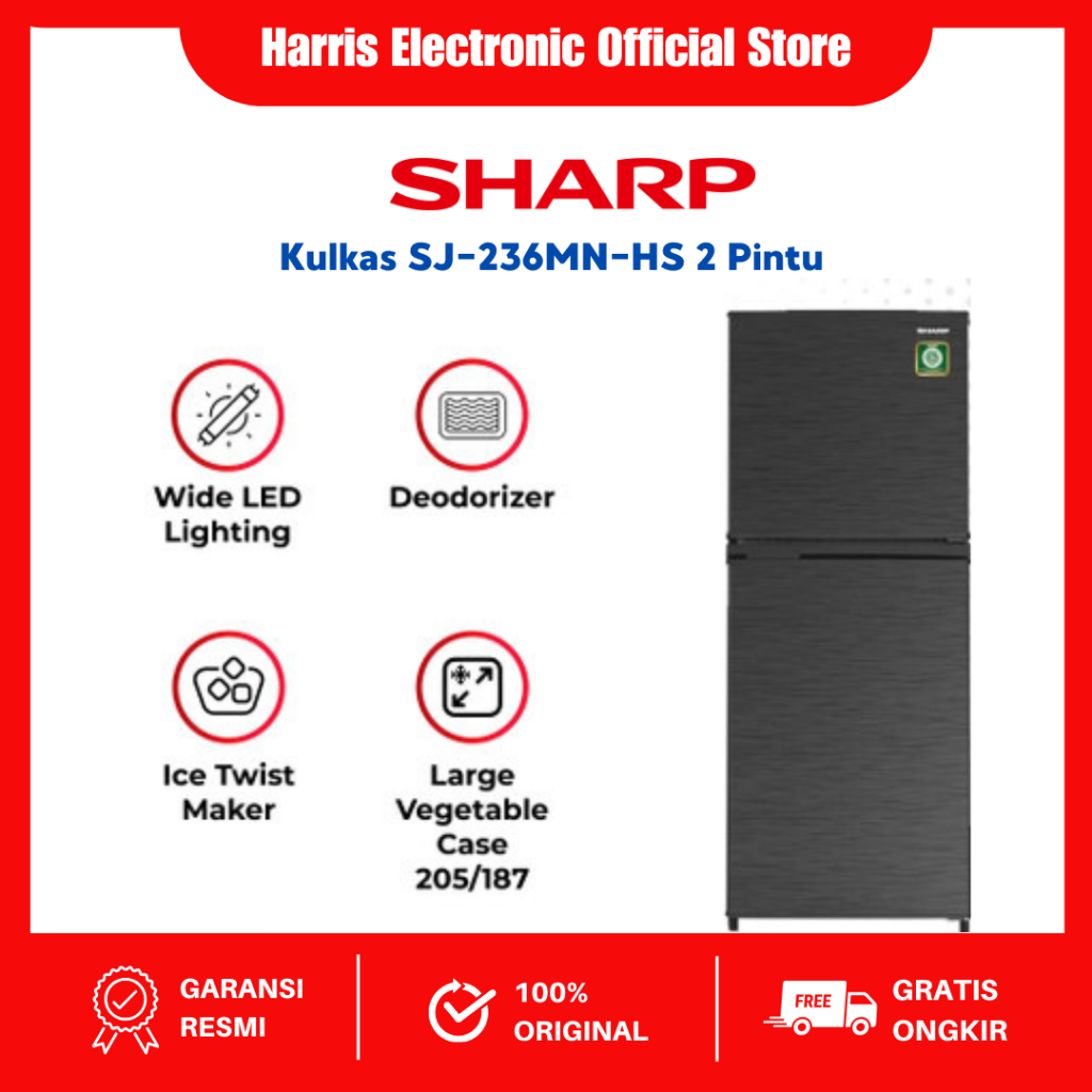 Jual SHARP SJ-236MN-HS KULKAS 2 PINTU SJ236MN SJ236 SILVER SJ-236MNHS ...