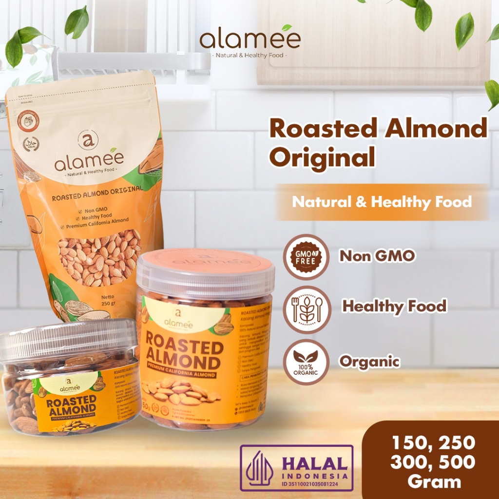 Jual ALAMEE Kacang Almond Panggang Roasted Almon Grade A California ...