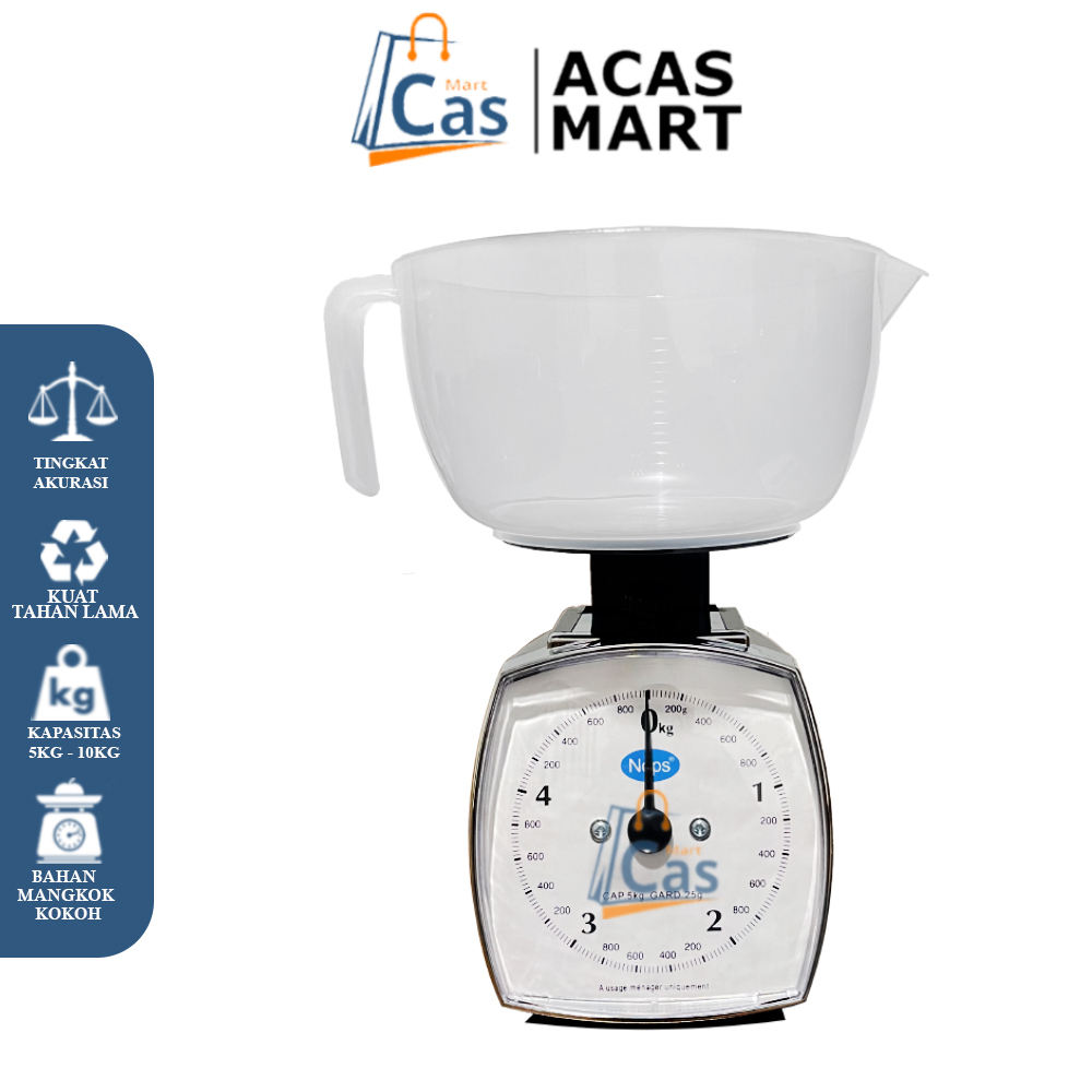 Jual AM PC-KCA Timbangan Dapur Mangkok Jarum 10kg 5kg Manual Besi Analog Gelas Takar Meja Duduk ...