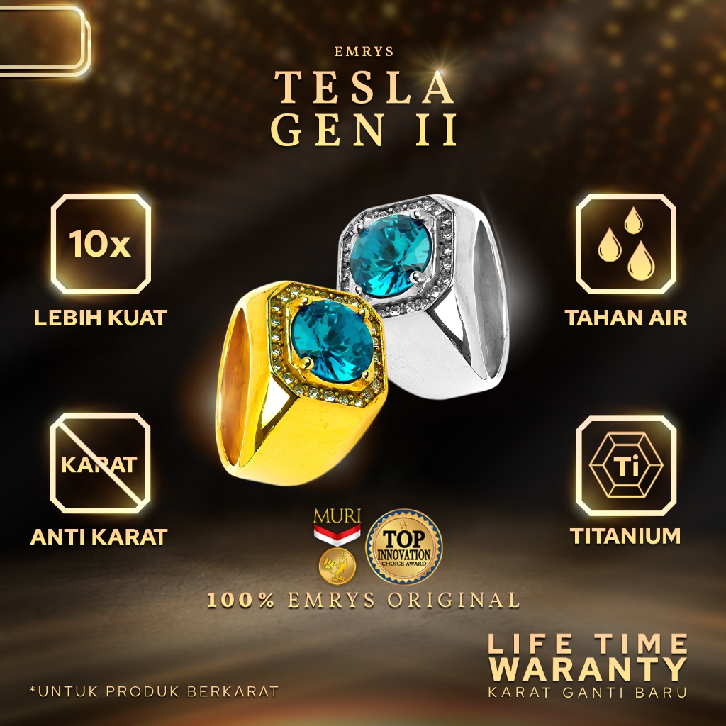 Jual BUY 1 FREE 1 GIFT Emrys Rings TESLA GEN II Real Titanium Anti ...