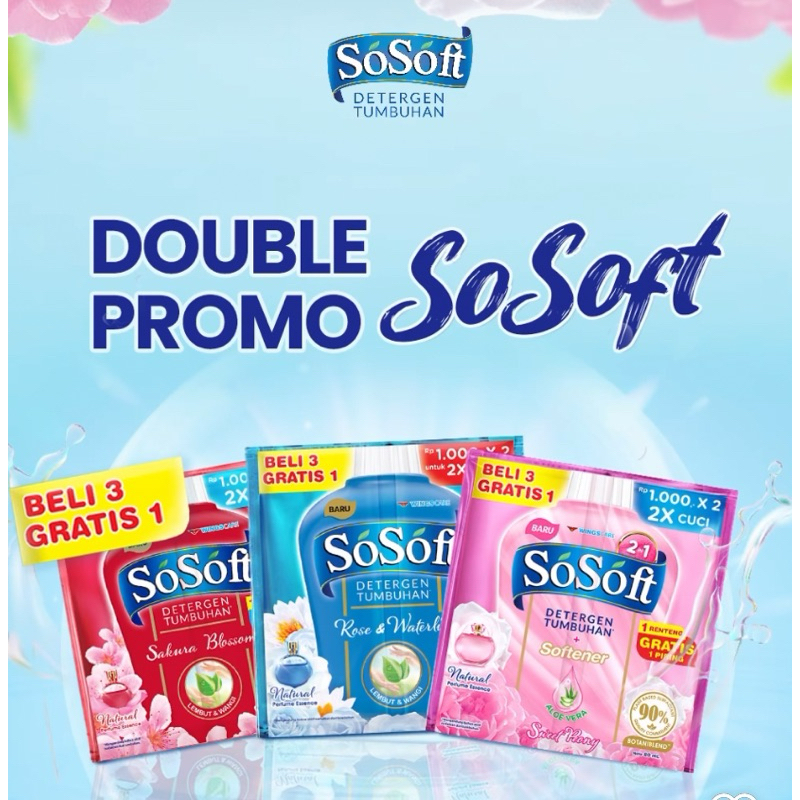 Jual Sosoft Detergen Tumbuhan Isi 16 sachet So Soft Renceng Deterjen ...