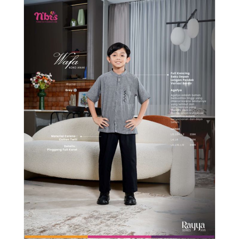 Jual NIBRAS RAYYA SERIES WAFA KOKO ANAK SARIMBIT GREY | Shopee Indonesia