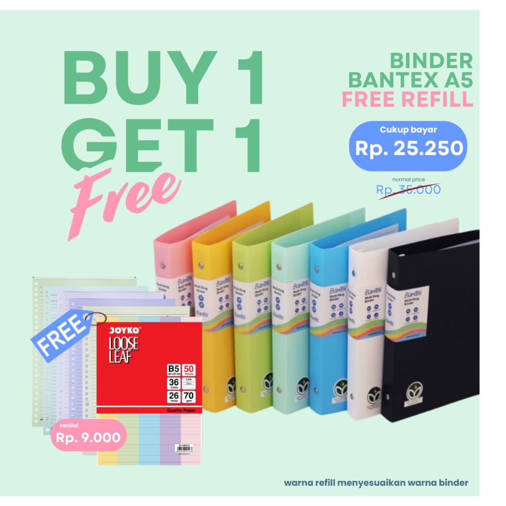 Jual BUY 1 GET 1 Binder New Trendy Multiring A5 20 Ring #3524 Bantex ...