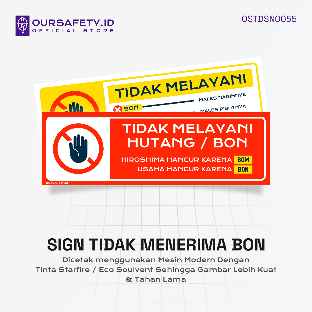 Jual Stiker Sign Tidak Menerima Hutang / Bon | PREMIUM - OURSAFETY.ID ...