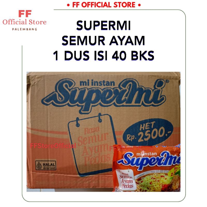 Jual (ED 10/25) Supermi Mie Instant SEMUR AYAM Pedas 1 Dus isi 40 Bks ...