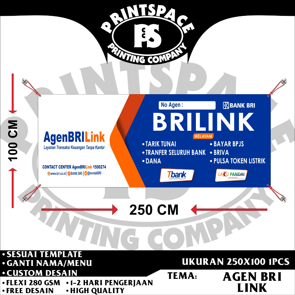 Jual SPANDUK/MMT/BANNER AGEN BRI LINK 250X100 BISA CUSTOM/MURAH ...