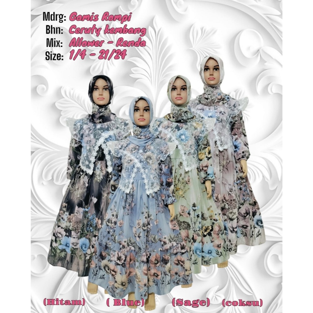 Jual Baju Gamis Ceruty Babydoll New Model 2025 Rompi Motif Etnic Bunga ...