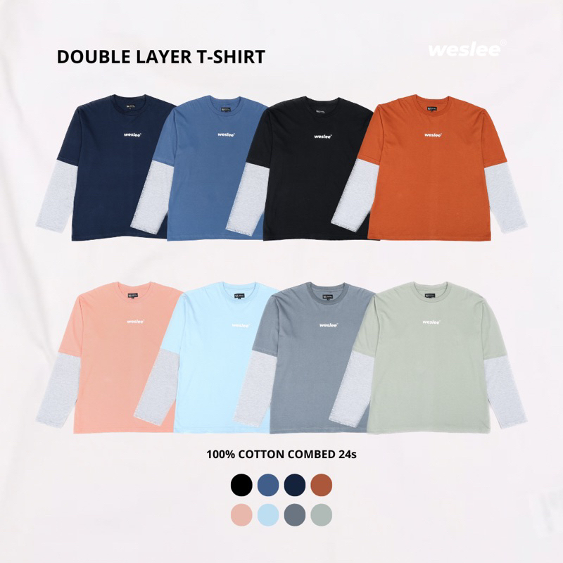 Jual Kaos Lengan Panjang Pria / Wanita Double Layer | Shopee Indonesia