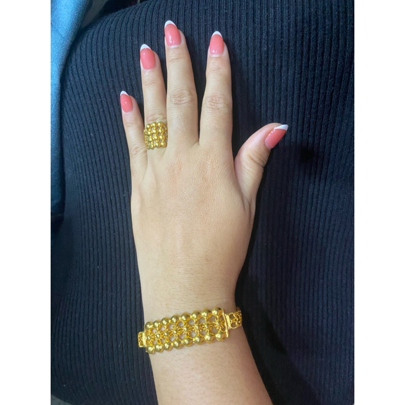 Jual Set replika emas asli gelang dan cincin anggur warna emas 24k ...