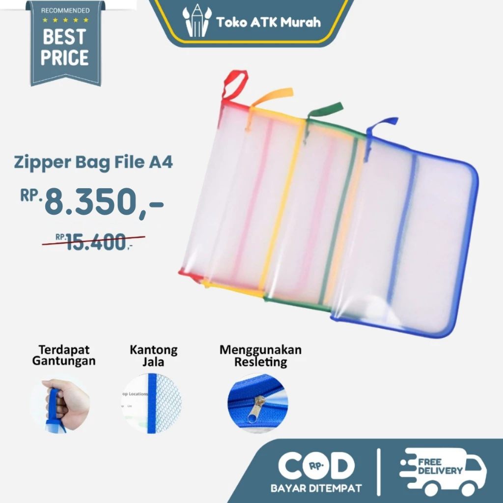Jual Map Plastik Resleting Jaring Zipper Bag File F4 Tas Dokumen ...