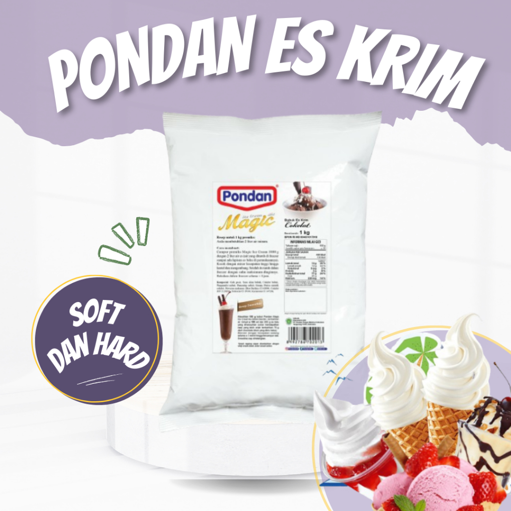 Jual Soft Ready Hard Ready Ice Cream Bubuk Instan Pondan Ice Cream 1kg ...