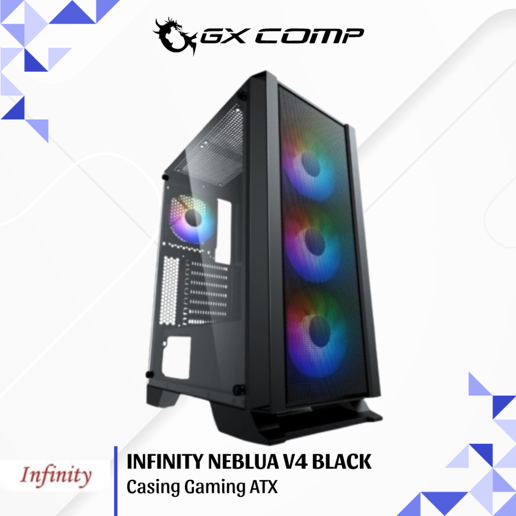 Jual Inifnity Nebula V4 Black Include 3 fan RGB | Casing PC ATX - Case ...